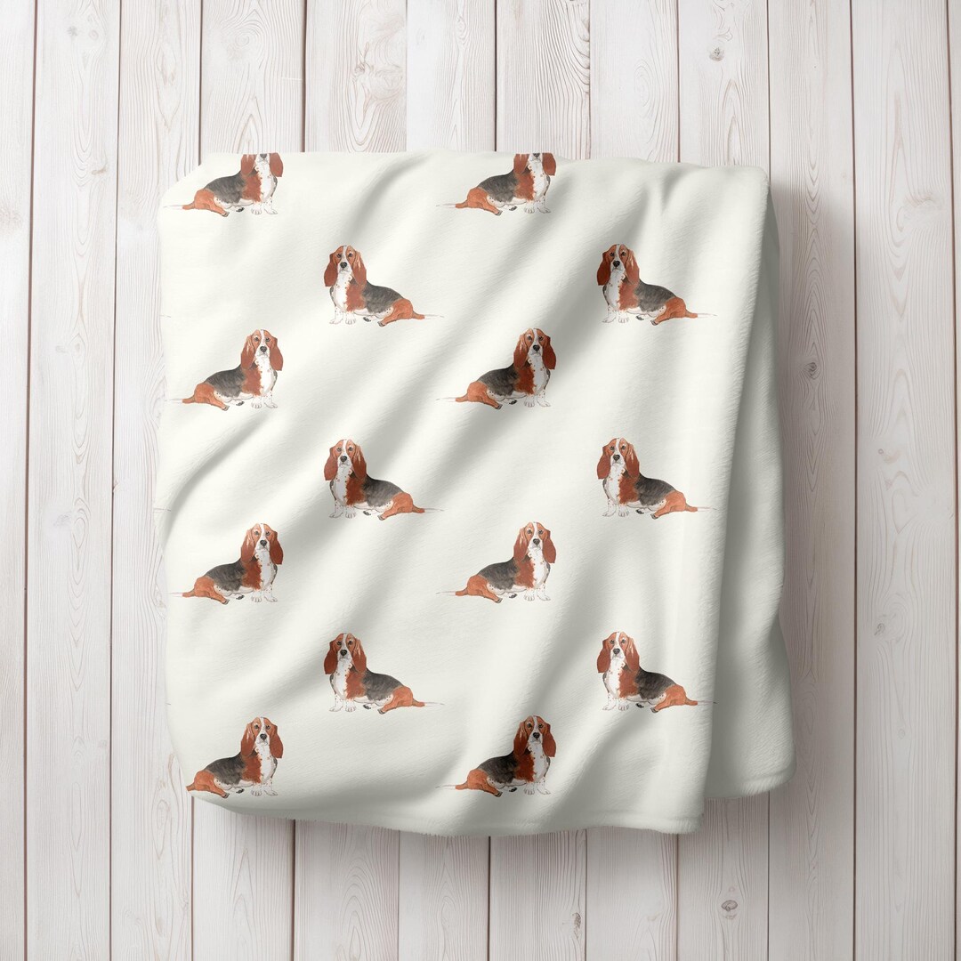 Watercolor Basset Hound Dog Fleece Blanket, Basset Hound Baby Blanket ...
