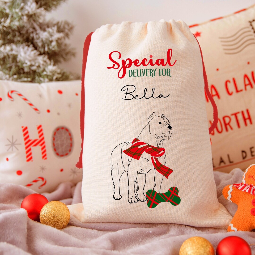 Personalized Santa Sack for Dog, Pitbull, Pittie, Christmas Gift Bag ...