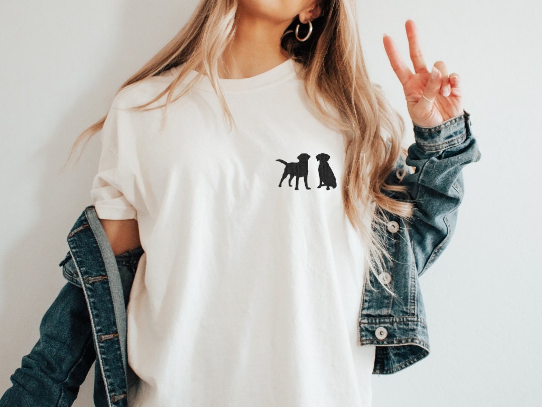 Embroidered Comfort Colors T Shirt, Labrador Retriever Duo, Black ...