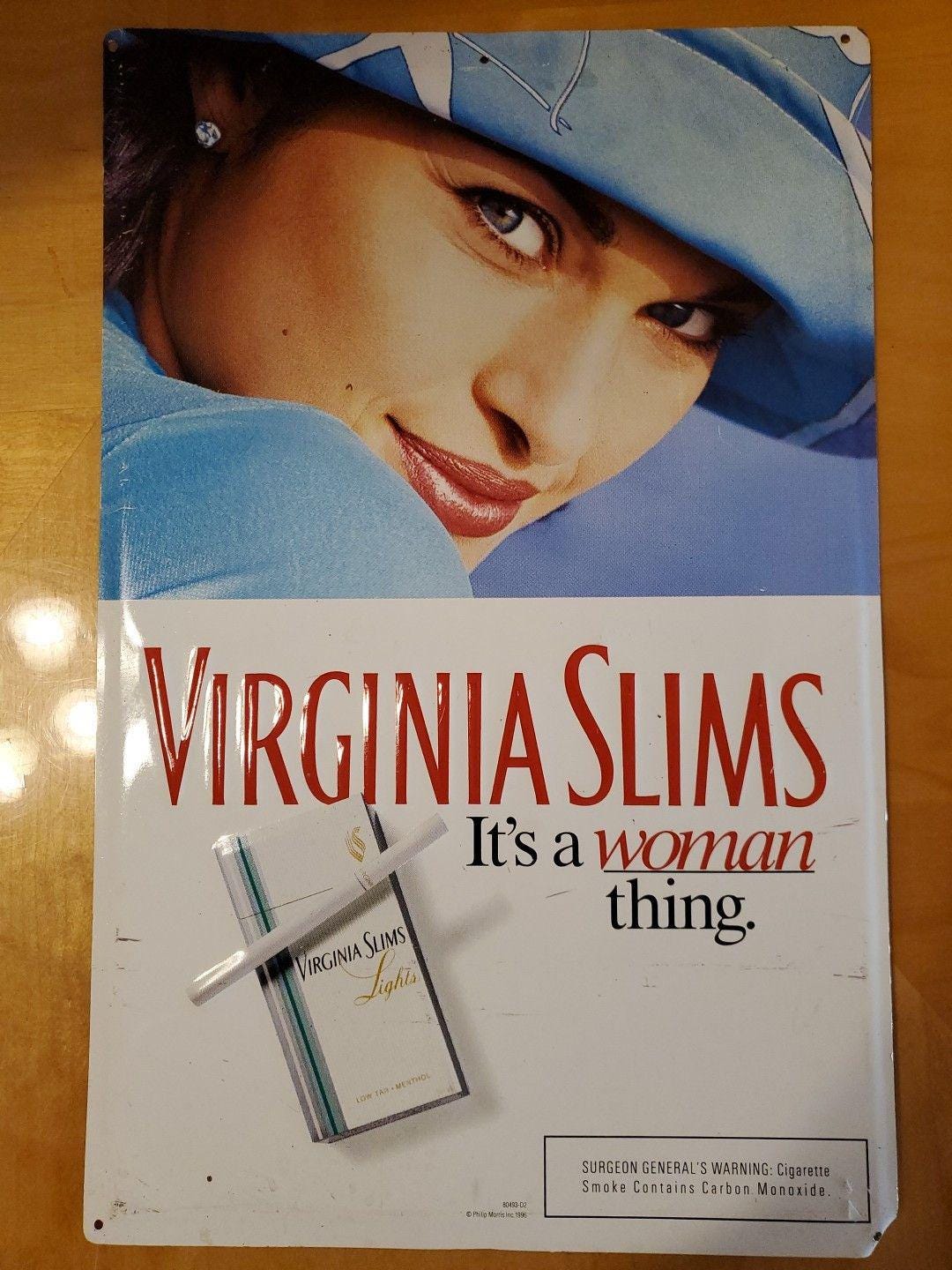 Original Vintage Embossed Virginia Slims Cigarette Metal Advertising 11 ...
