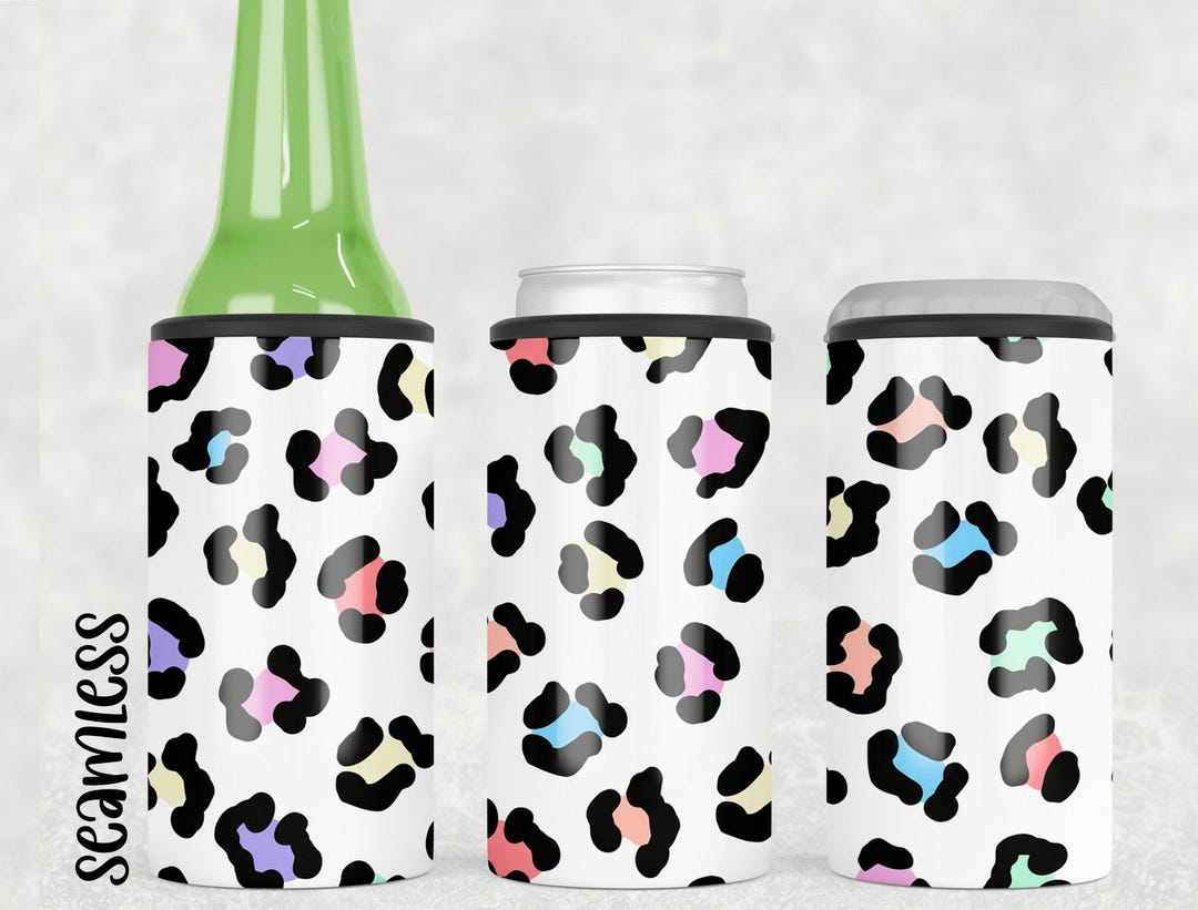 Pastel Leopard 4 in 1 Can Cooler Wrap - Leopard Can Cooler Sublimation ...