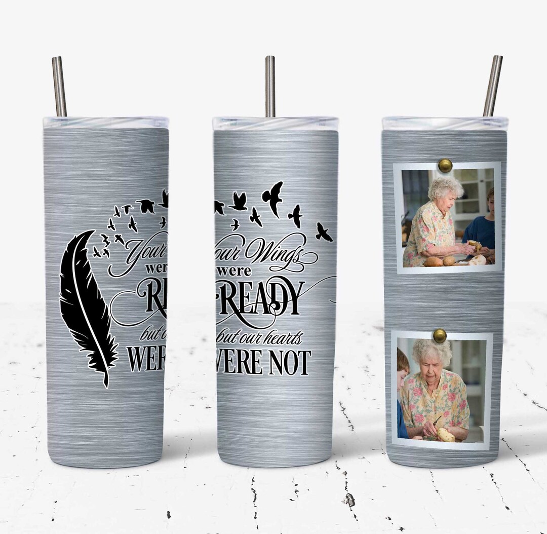 20 OZ Wings Memorial Photo Sublimation Skinny Tumbler Design Straight ...