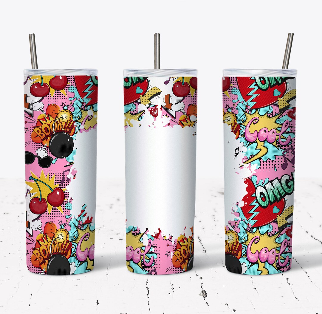 20 OZ Blank Comic Pop Art Add Your Own Design Skinny Tumbler Design ...