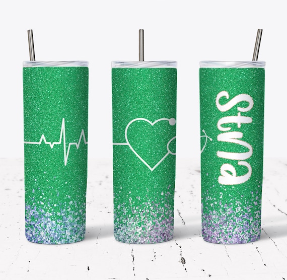 20 Oz Green Glitter STNA Sublimation Skinny Tumbler Design - Etsy