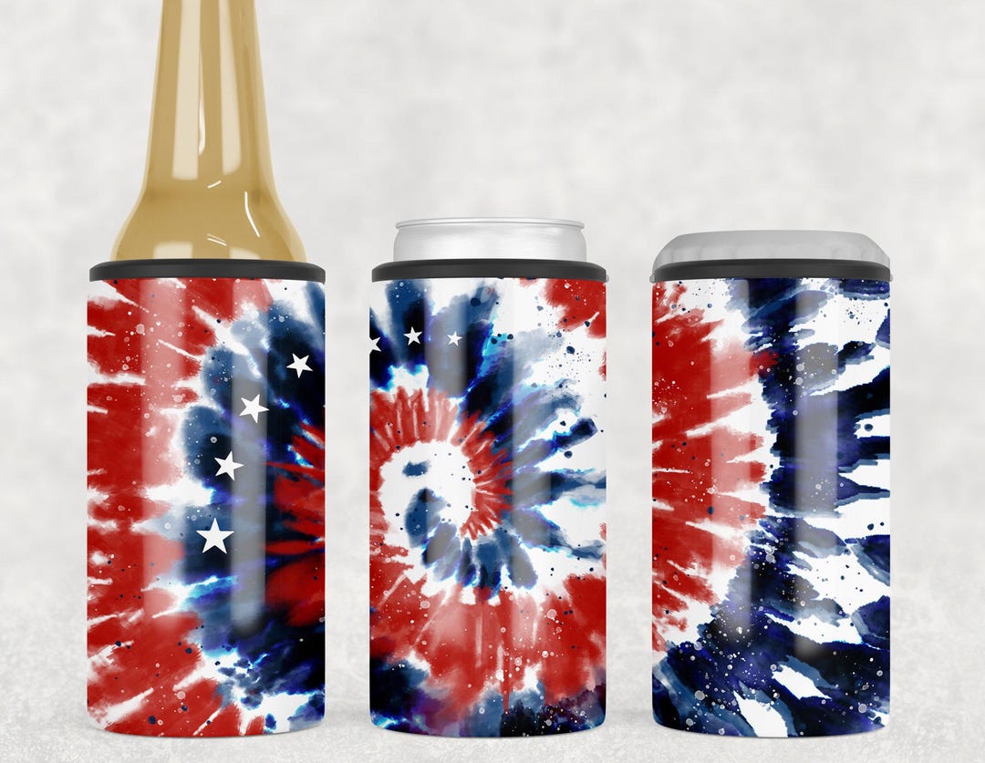 Red White Blue 4 in 1 Can Cooler Wrap - 4th of July Can Cooler ...