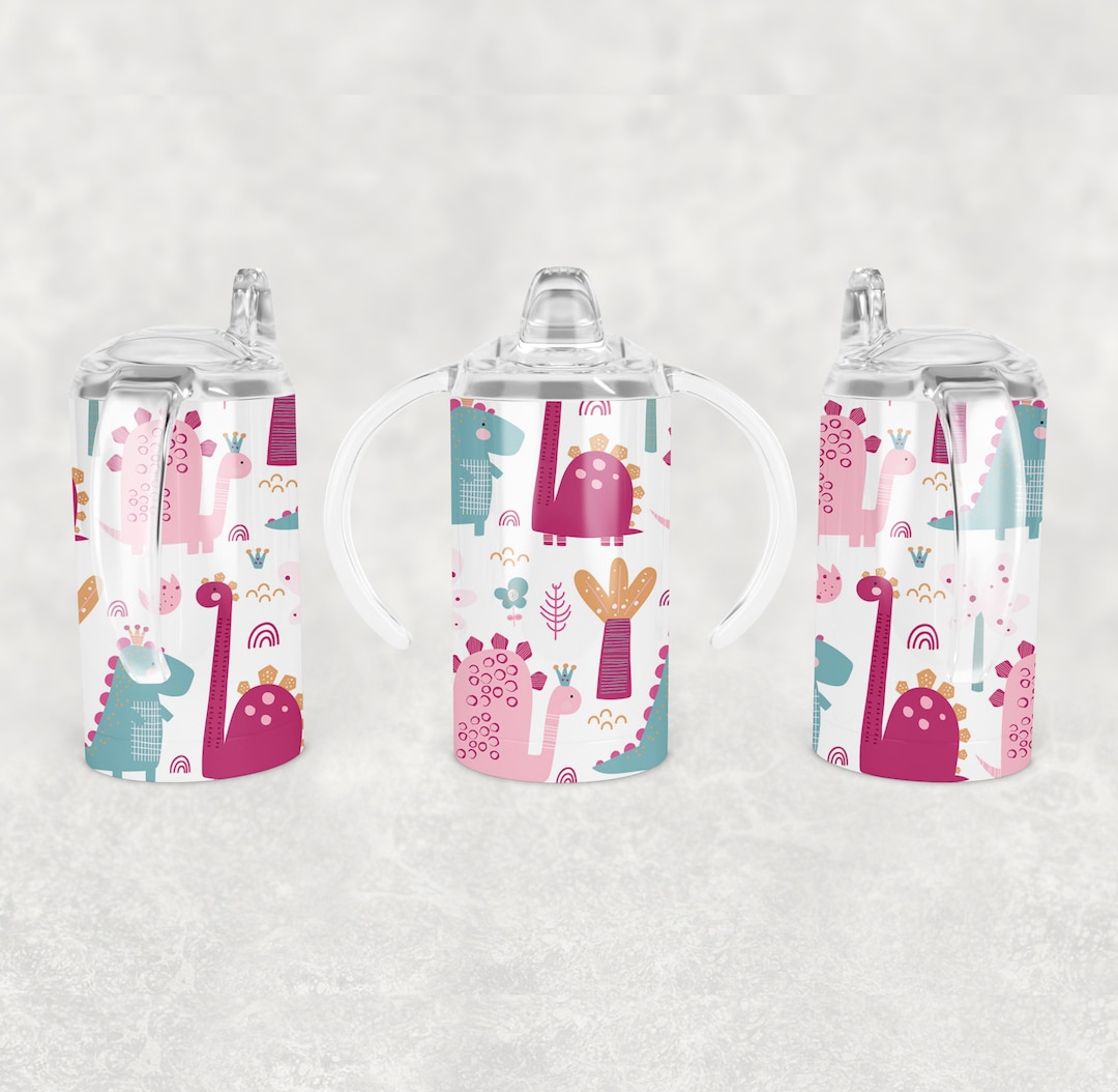 Girls Dinosaurs Sippy Cup Sublimation Wrap - 12 Oz Straight Sippy Cup ...