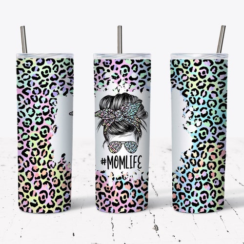 Mom Life Rainbow Tie Dye Tumbler Wrap Design 20 Oz Skinny Etsy