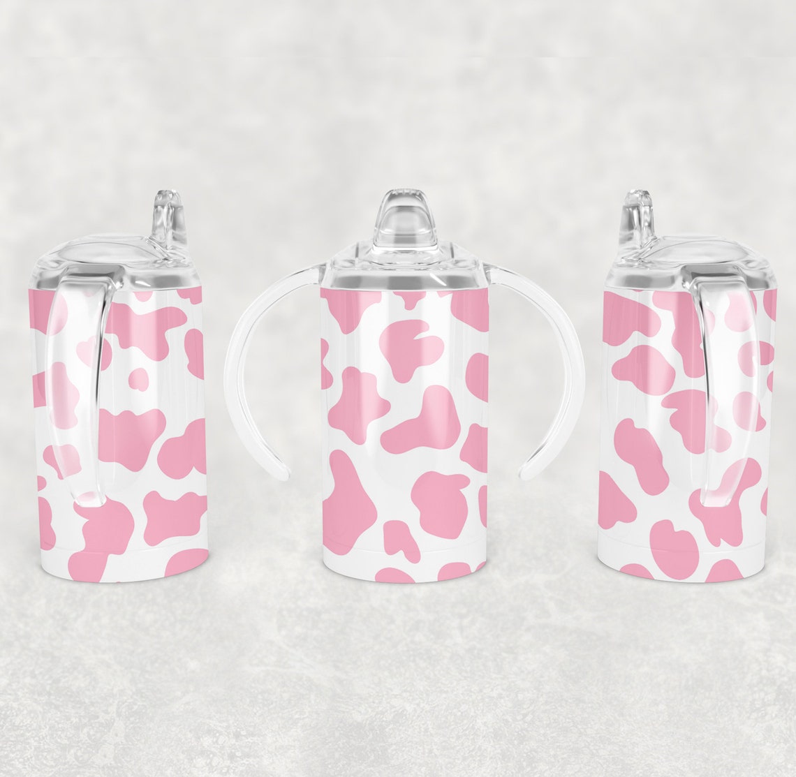 Pink Cow Print Sippy Cup Sublimation Wrap - 12 Oz Straight Girls Sippy ...