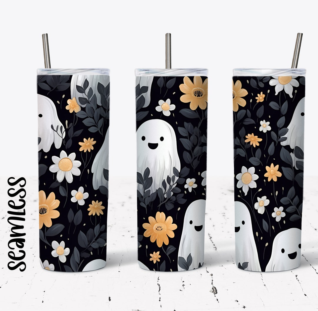 20 OZ Cute Halloween Ghost Sublimation Skinny Tumbler Design - Straight ...