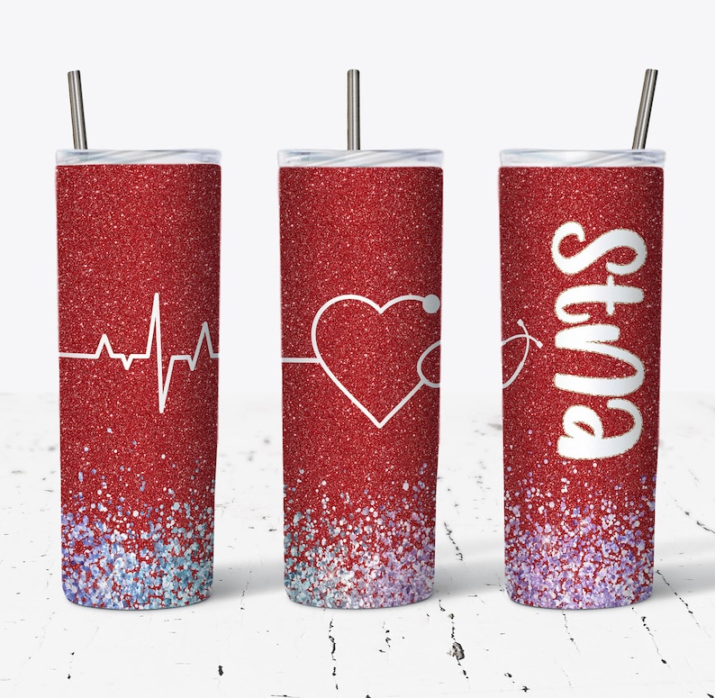 20 Oz Burgundy Glitter STNA Sublimation Skinny Tumbler Design ...