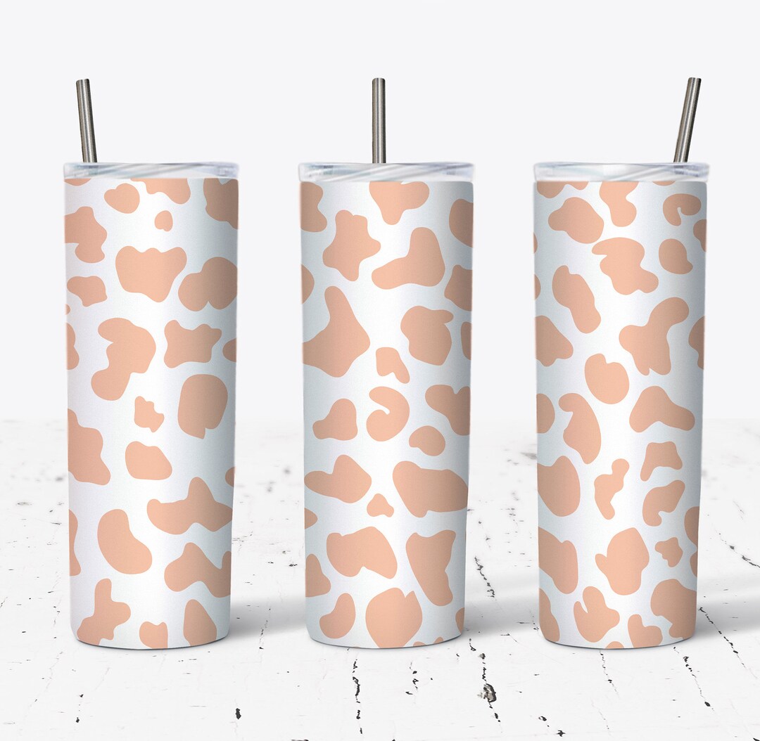 20 OZ Seamless Peach Cow Print Skinny Tumbler Design - Straight ...