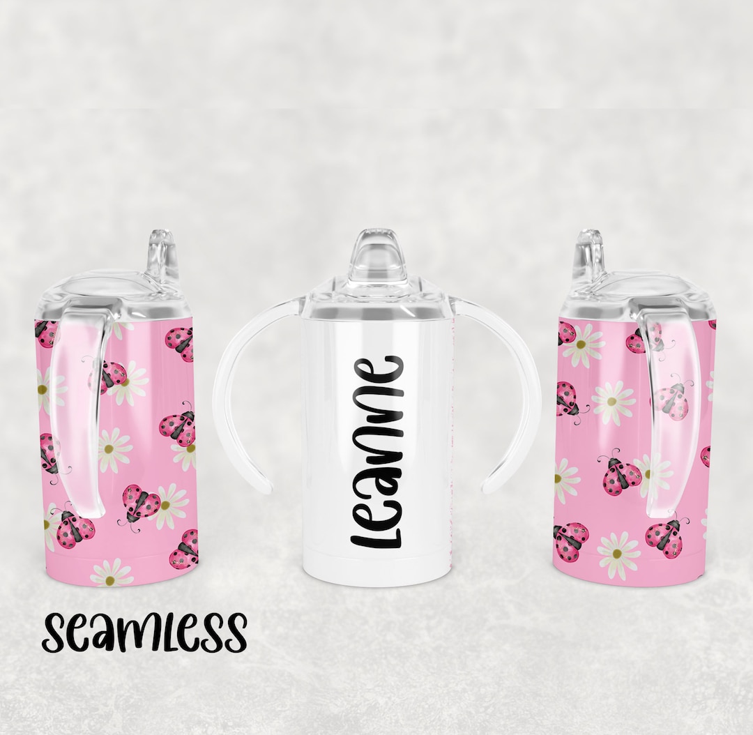 Pink Lady Bugs Add Your Name Sippy Cup Sublimation Wrap - 12 Oz ...