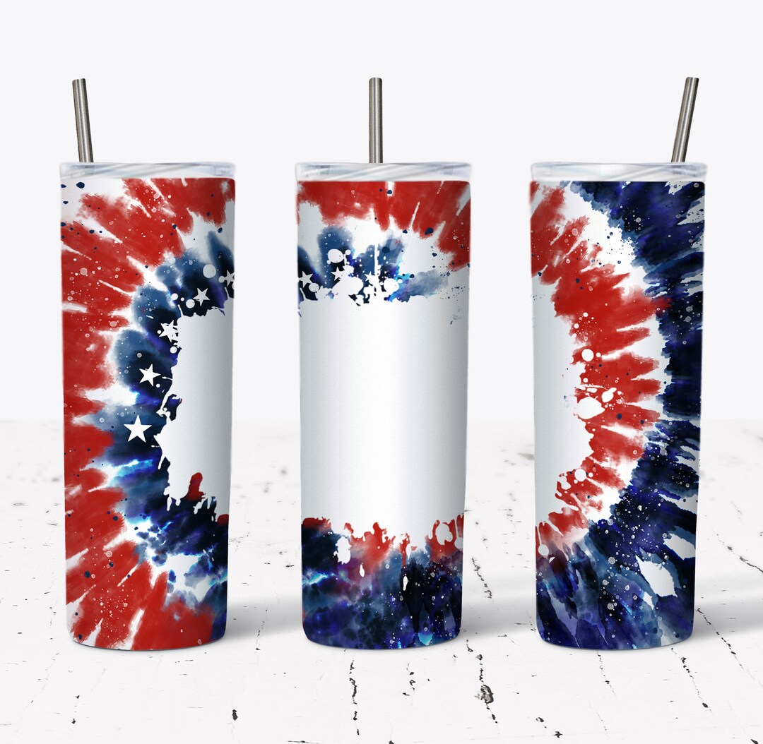 Red White Blue Tie Dye Tumbler Wrap - 20 Oz Skinny Tumbler ...