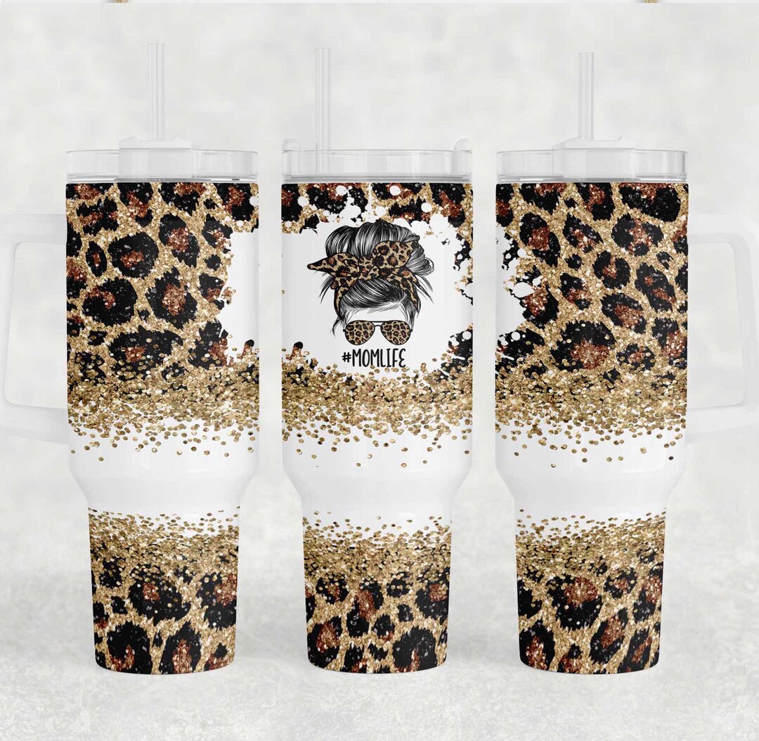Leopard Mom Life 40oz Quencher Tumbler Wrap - Seamless PNG Tumbler ...