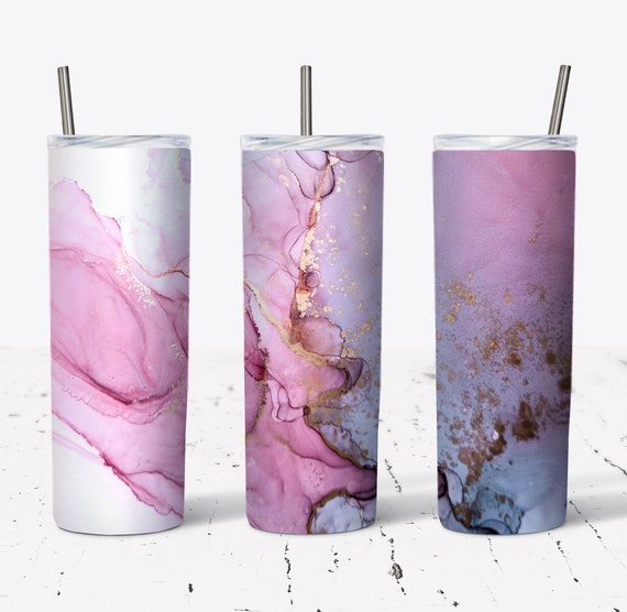 20 OZ Pink and Purple Alcohol Ink Tumbler Design Straight & - Etsy