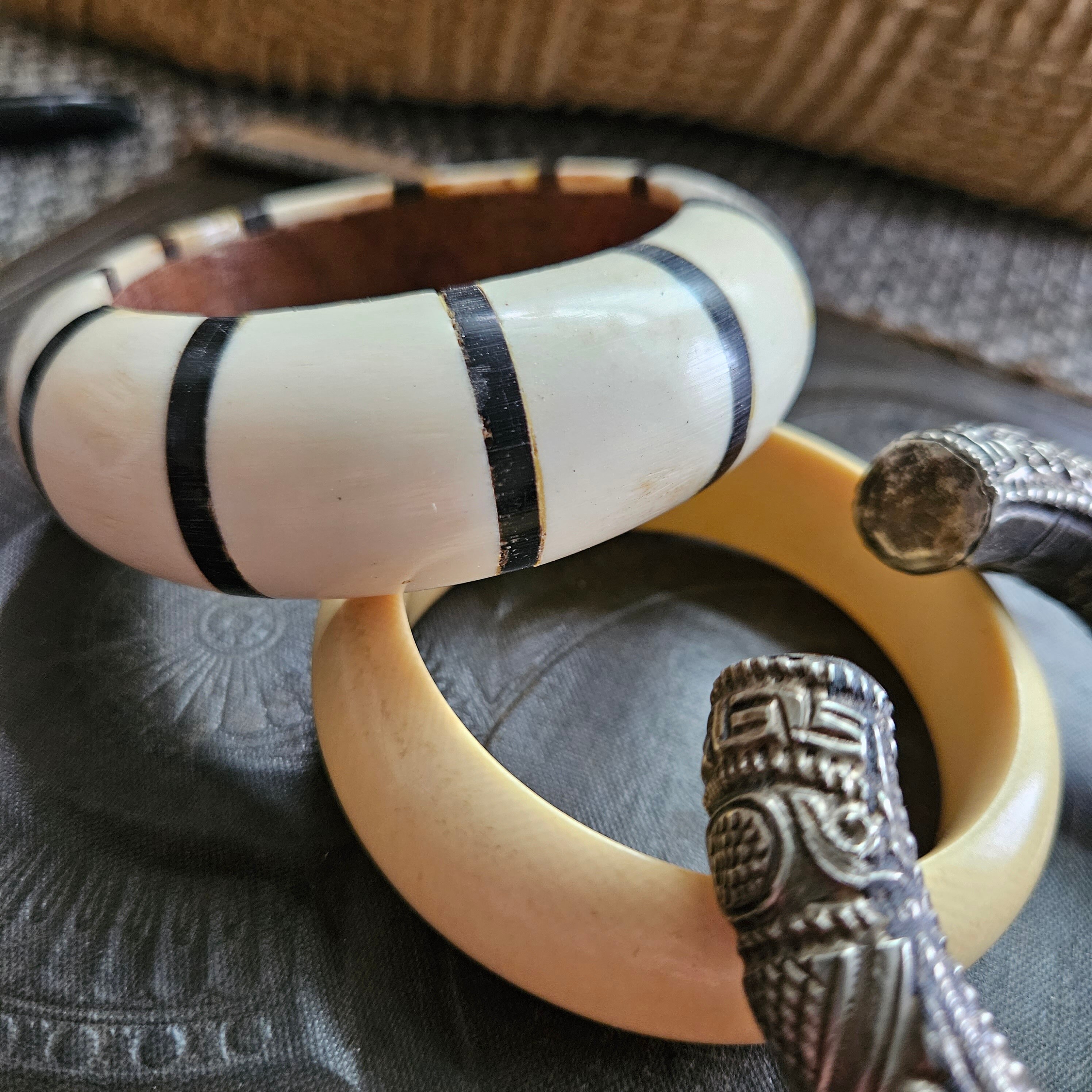 Bangles Bone and Silver Recycle Jewelry Parts DIY De-stash - Etsy