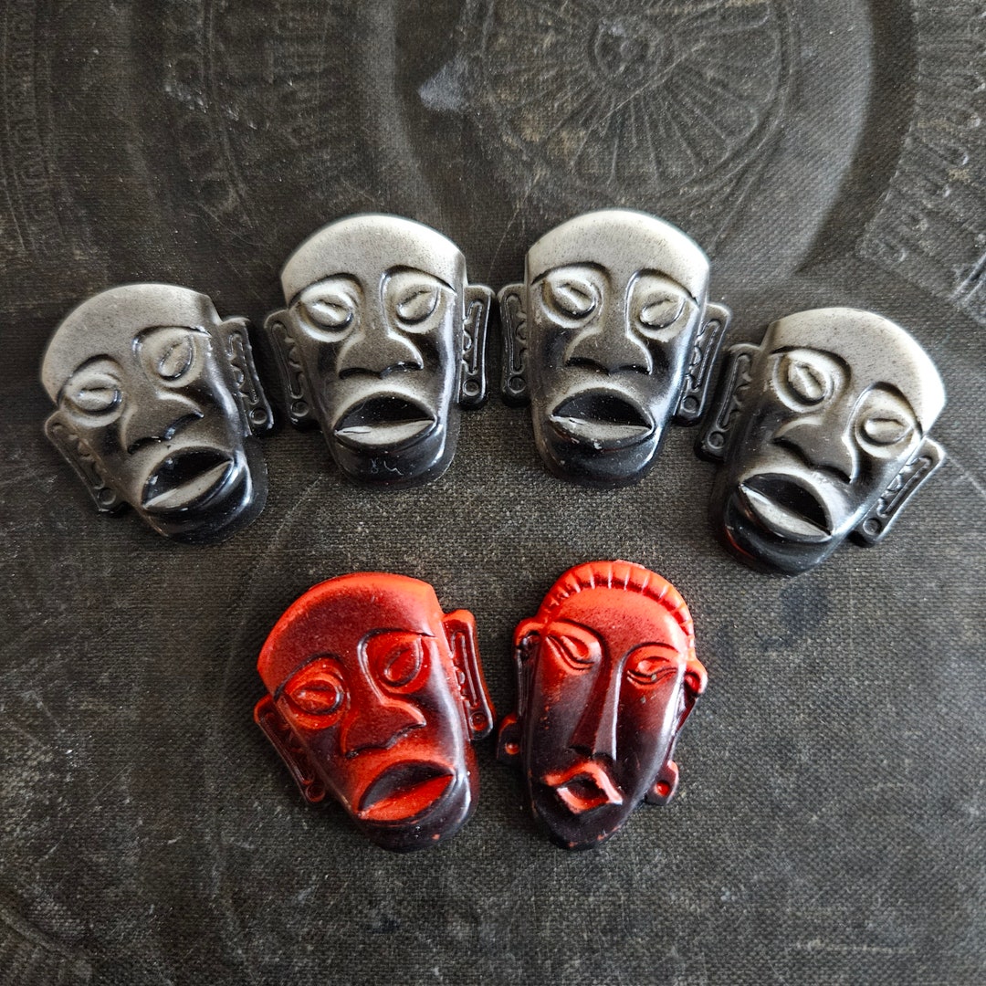 Tribal Mask Cabochons, Charms, Recycle, Jewelry Parts- DIY De-stash - Etsy