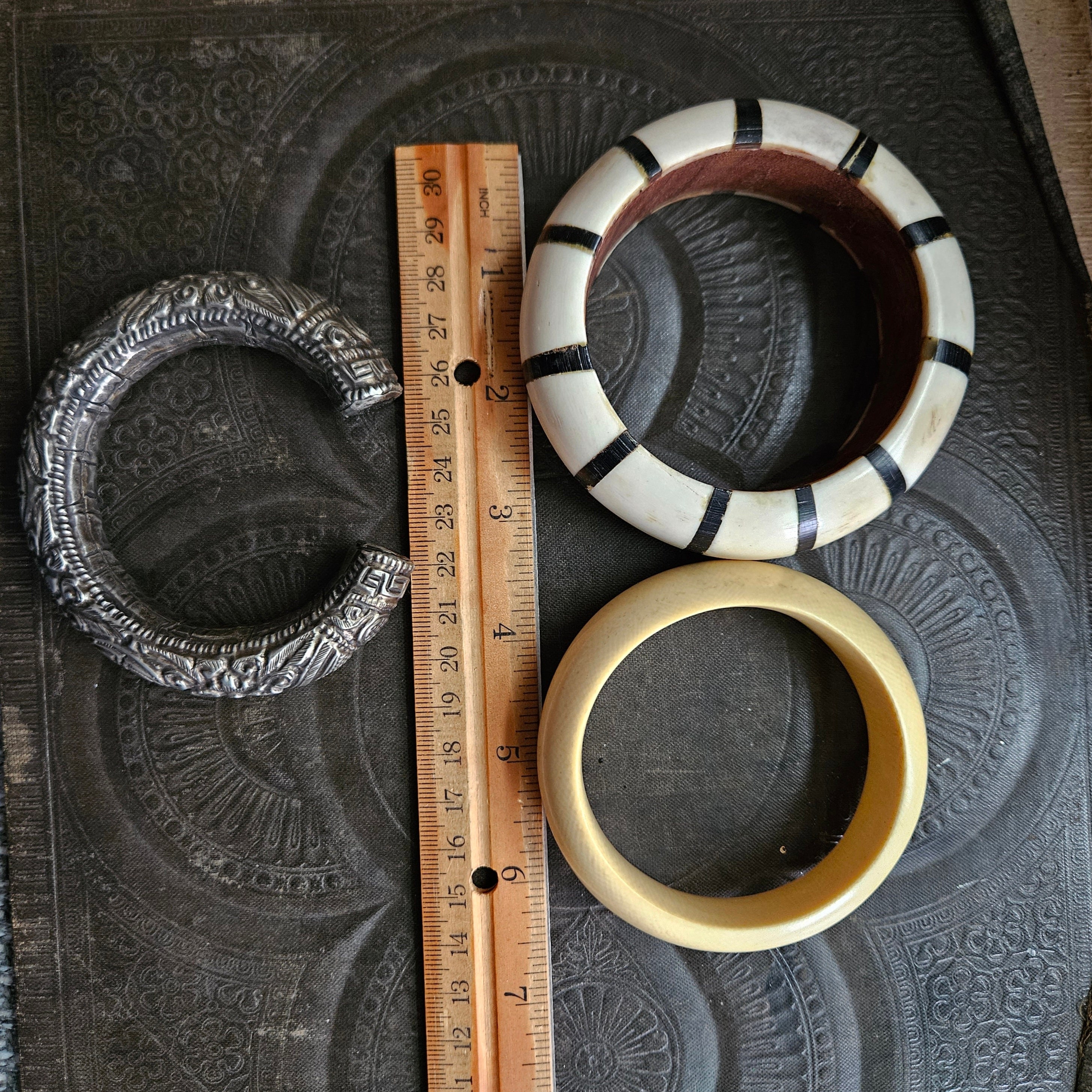 Bangles, Bone and Silver- Recycle, Jewelry Parts- DIY De-stash - Etsy