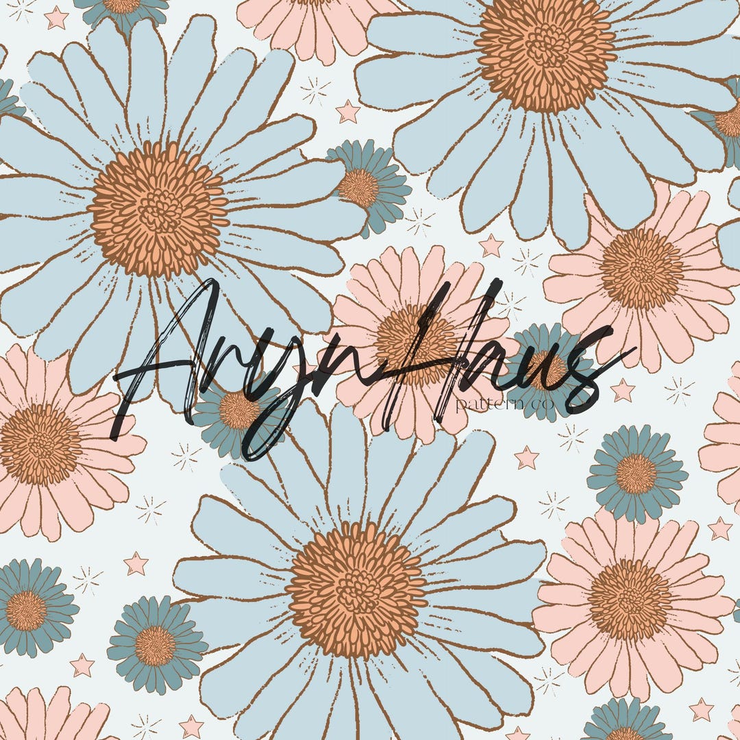 Boho Daisy Floral, Hand Drawn Floral Seamless Design, Repeat Pattern ...
