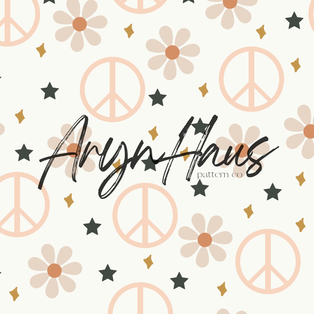 Retro Flower Peace Sign Fabric: 90s Seamless Pattern (digital Download ...
