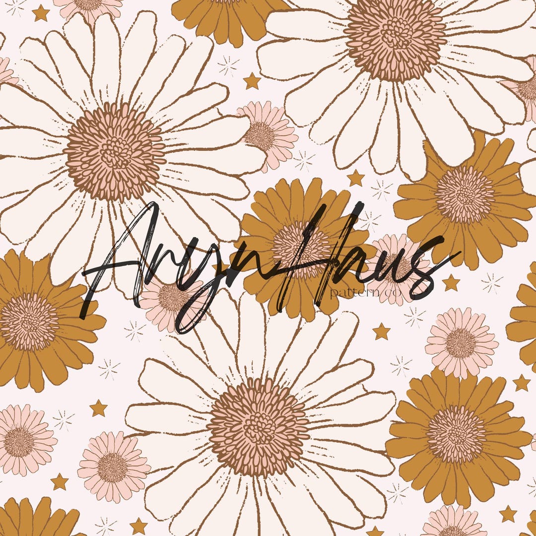 Boho Daisy Floral, Hand Drawn Floral Seamless Design, Repeat Pattern ...
