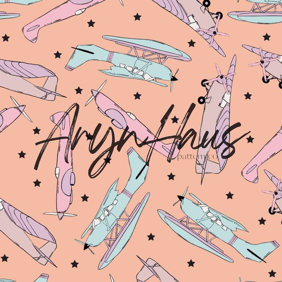 Airplane, Planes, Retro Plane, Boho Airplane Seamless Papers, Repeat ...