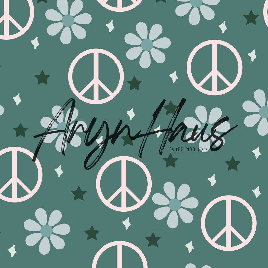 Retro Flower Peace Sign Fabric: 90s Seamless Pattern (JPG) - Etsy