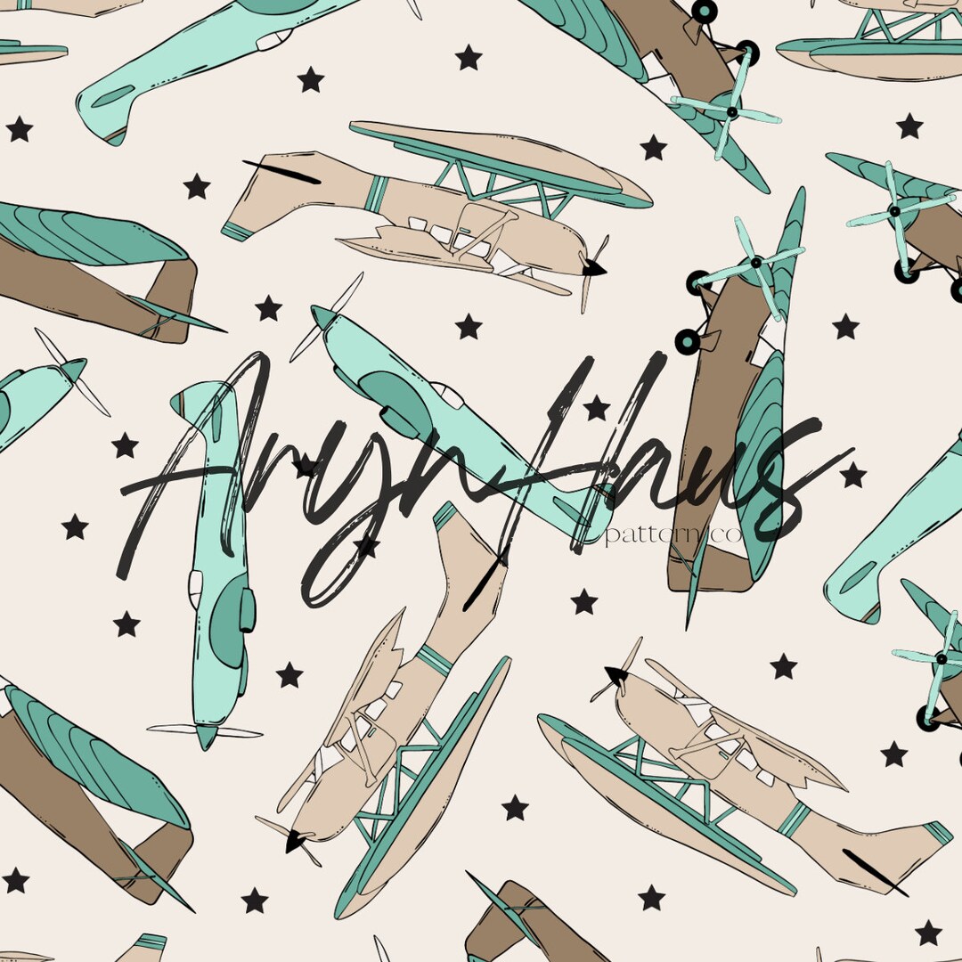 Airplane, Planes, Retro Plane, Boho Airplane Seamless Papers, Repeat ...