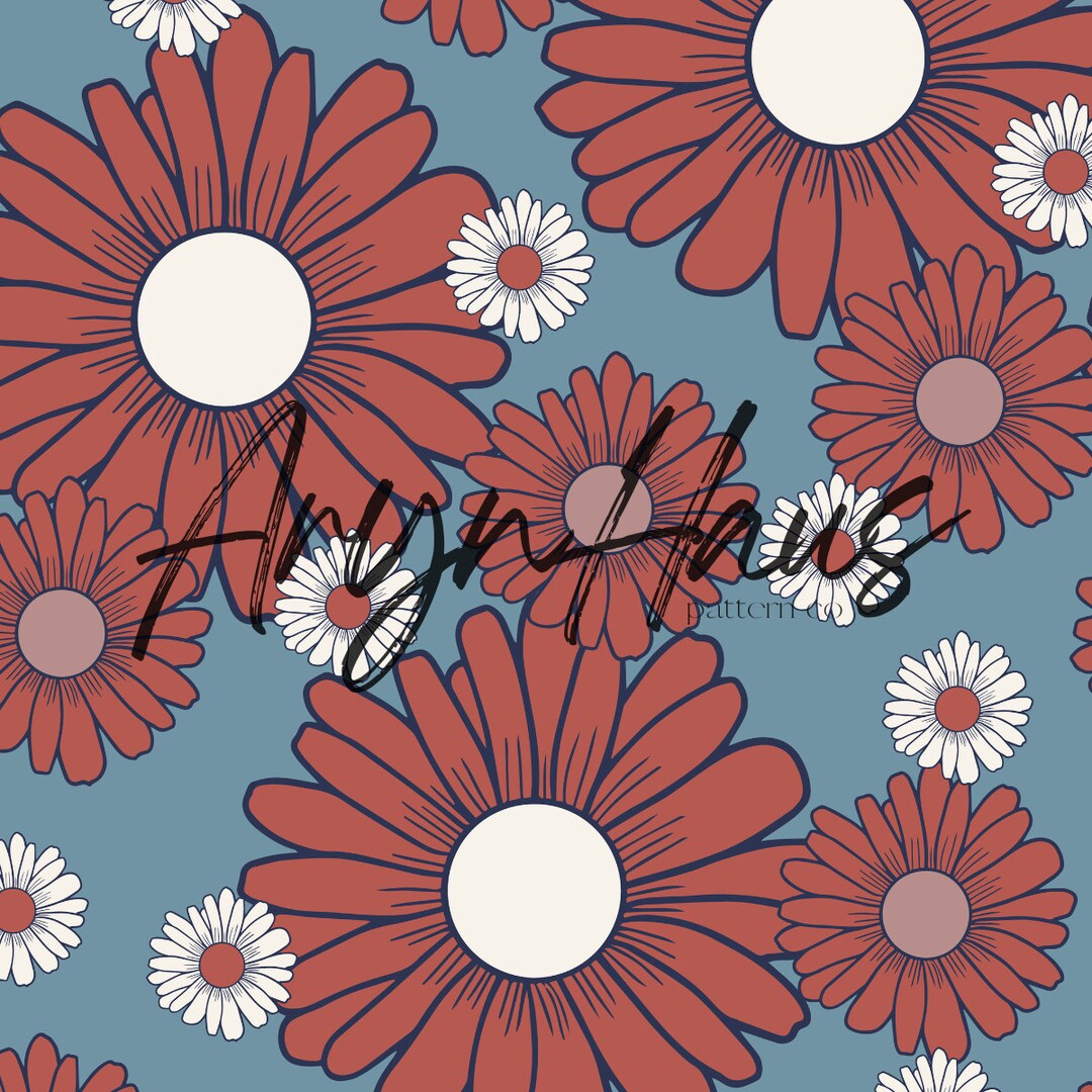 Retro Daisy Floral, 4OJ Seamless, Repeat Pattern JPG for Commercial Use ...