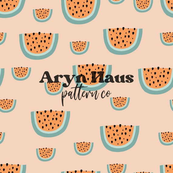 Minimalist Boho Watermelons Seamless Repeat Pattern for | Etsy