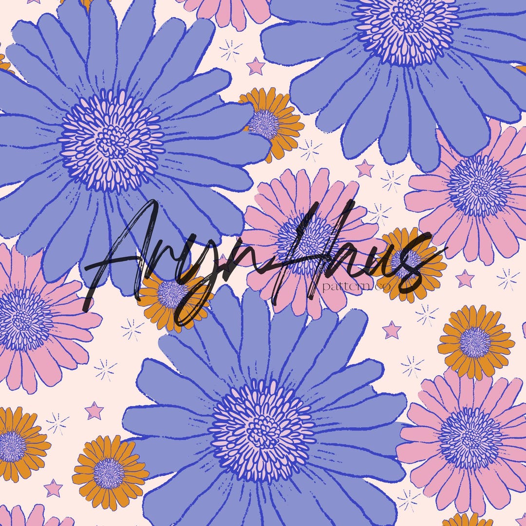 Boho Daisy Floral Seamless Pattern: Hand Drawn Summer Design (JPG ...