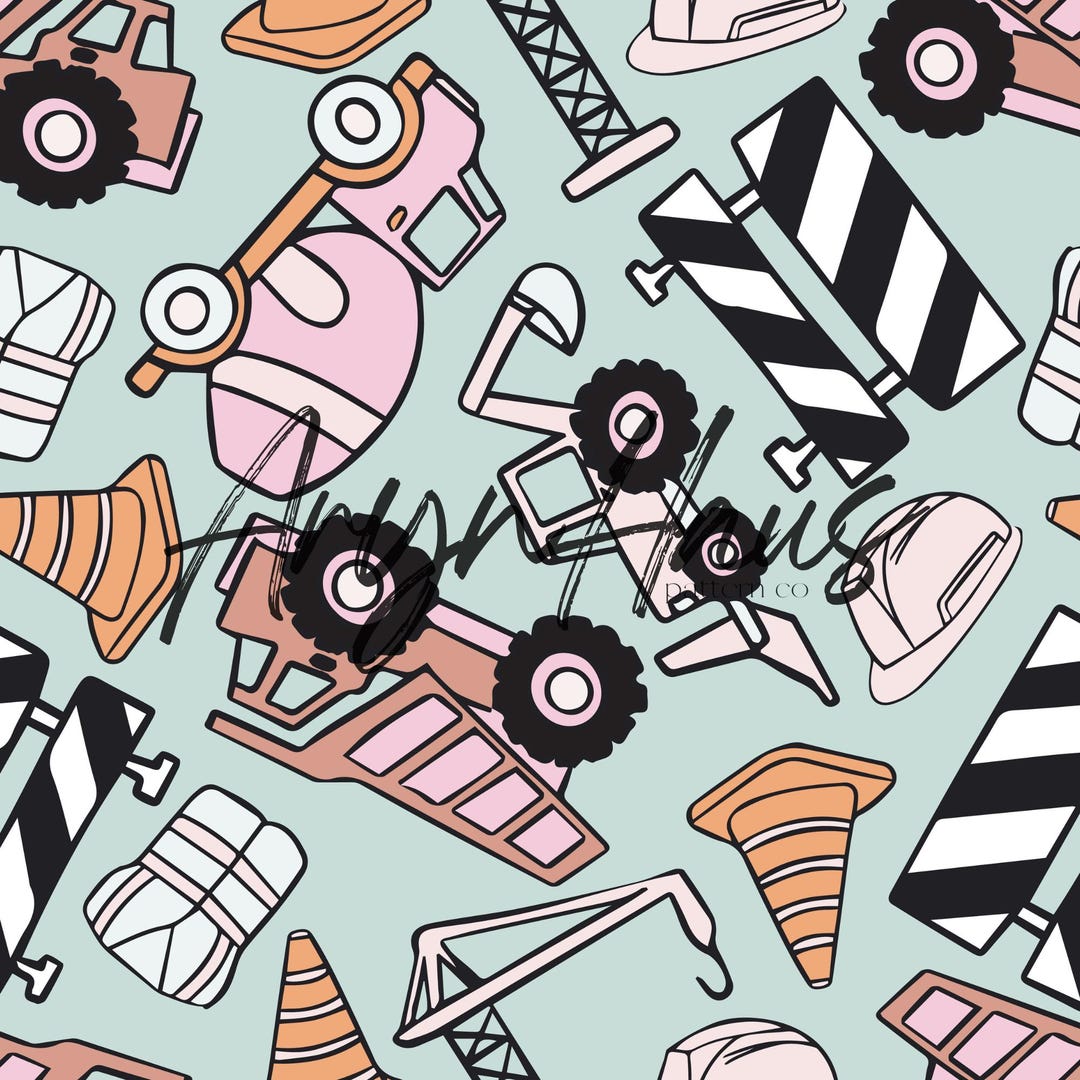 Construction Trucks Seamless Repeat Pattern (digital Download) - Etsy
