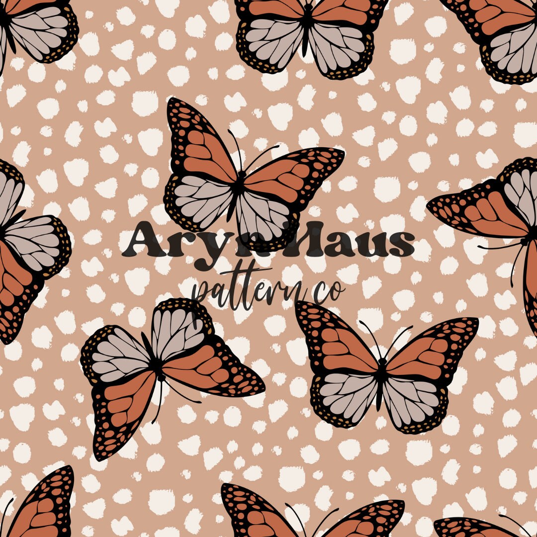 Minimalist Boho Butterflies on Spots Seamless Repeat Pattern - Etsy