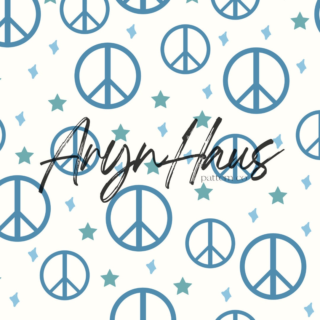 Retro Peace Symbol , 90s Nostalgia, Seamless Fabric Design, Repeat ...