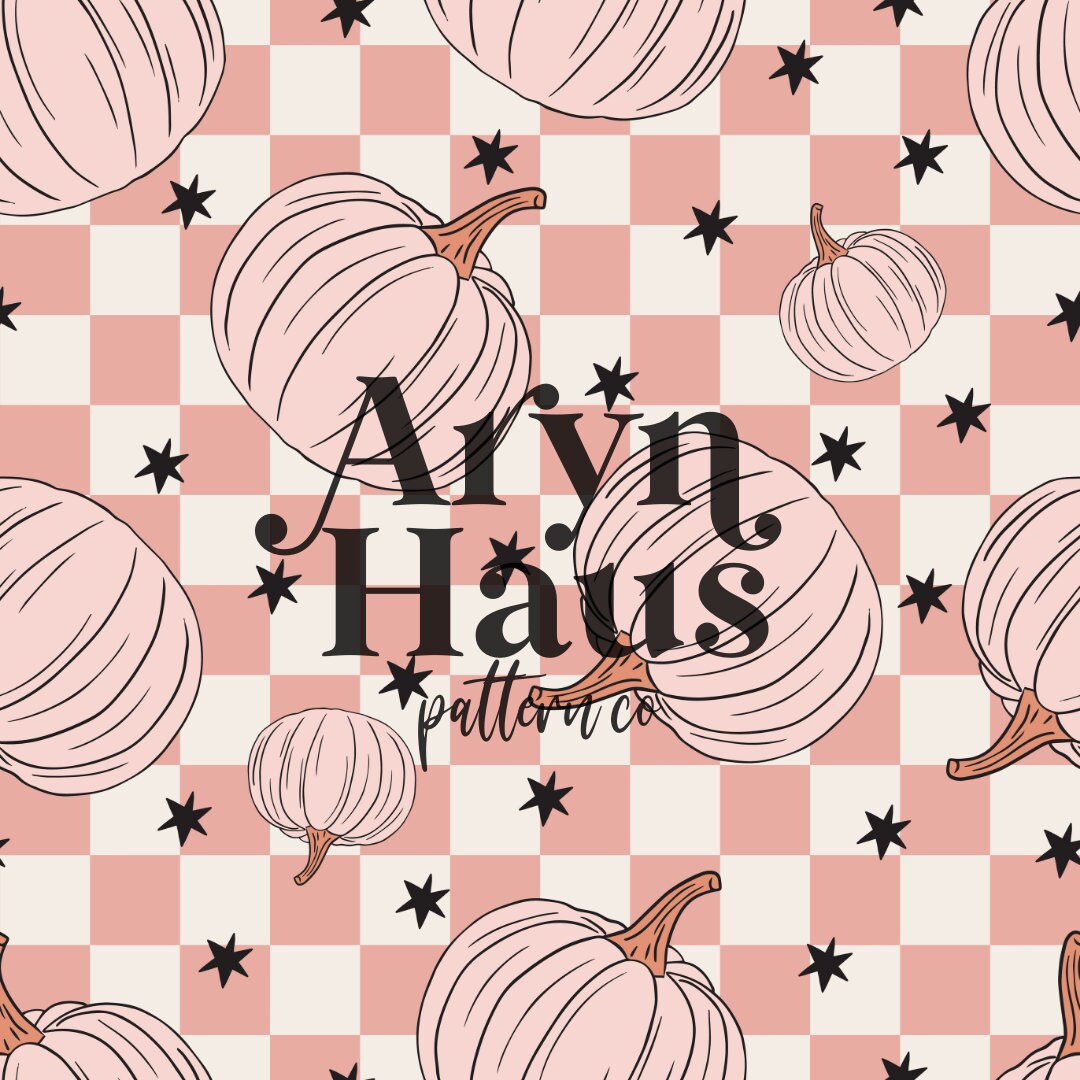 Fall Halloween Pumpkins Retro Checker Seamless Papers - Etsy