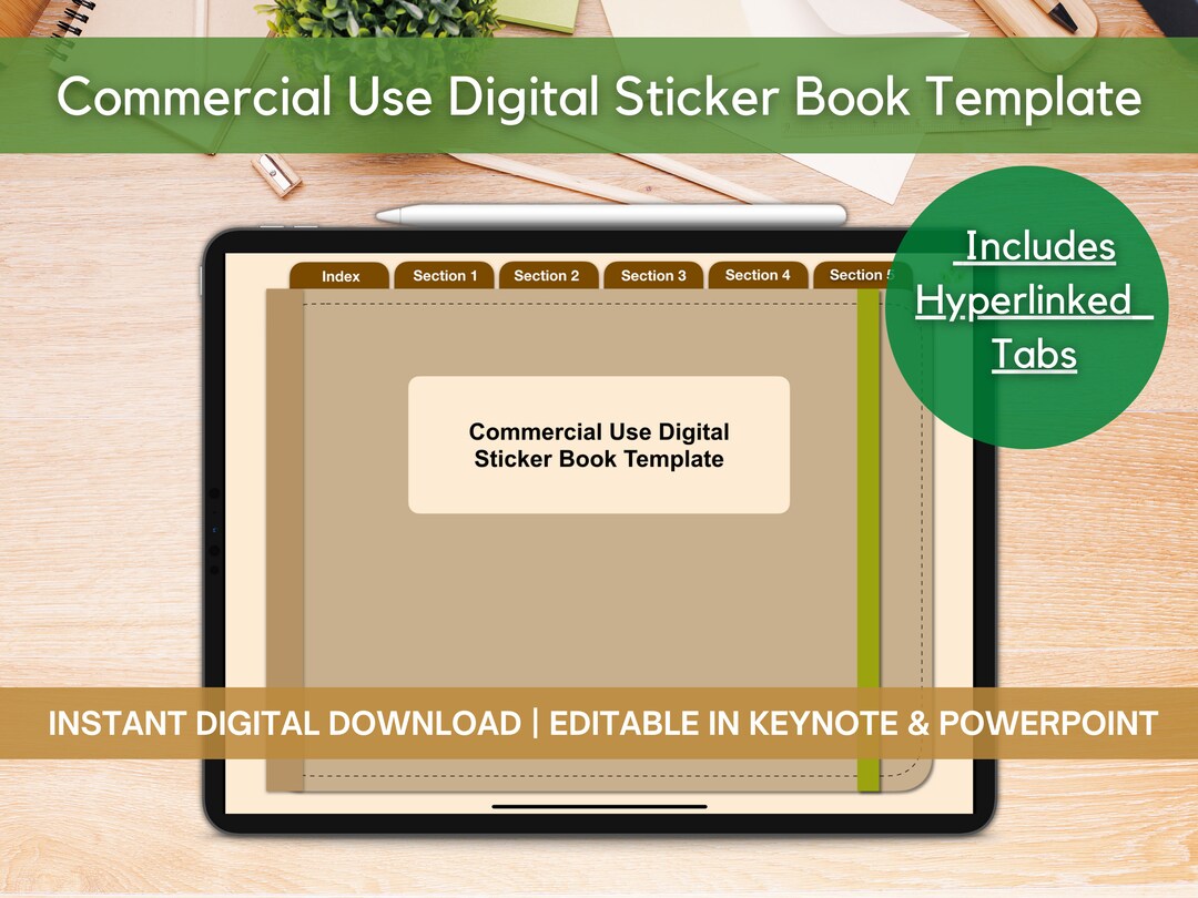Commercial Use Digital Sticker Book Template, Editable in Powerpoint ...