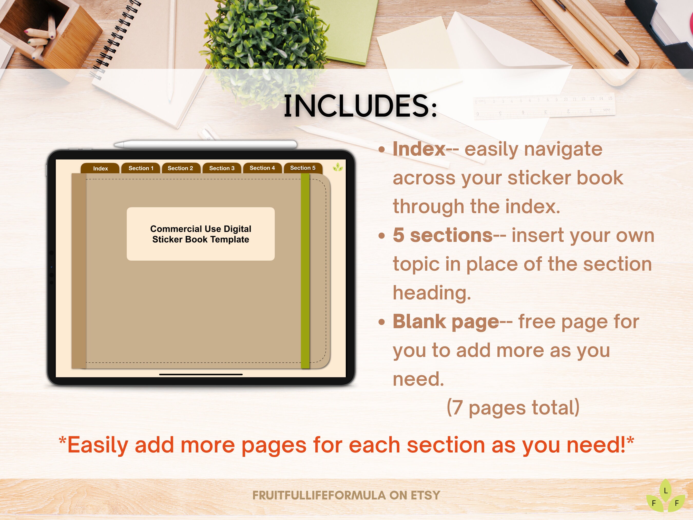 Commercial Use Digital Sticker Book Template, Editable in Powerpoint ...