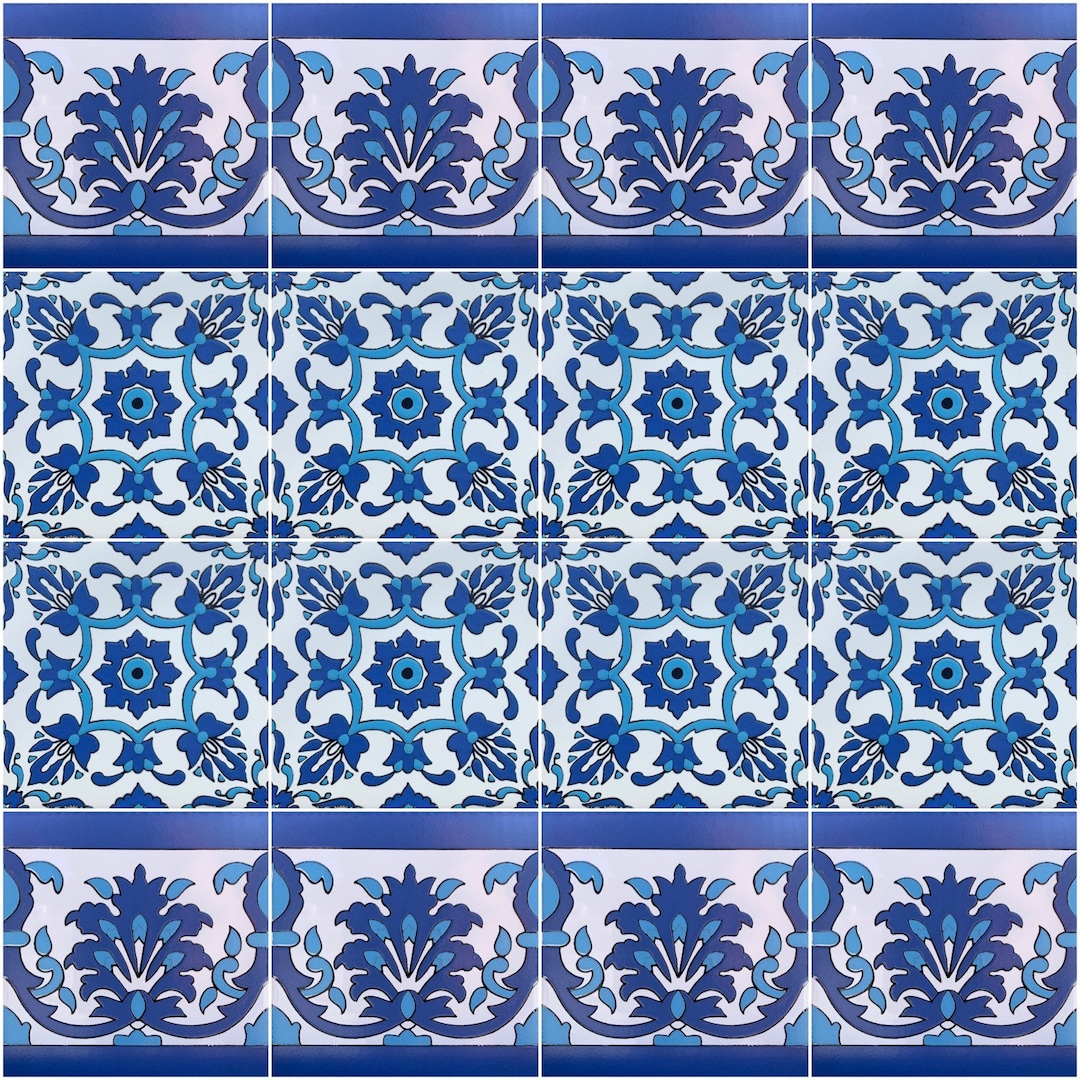 Large Hand Painted Mediterranean Ceramic Mural 24"x24" - Etsy