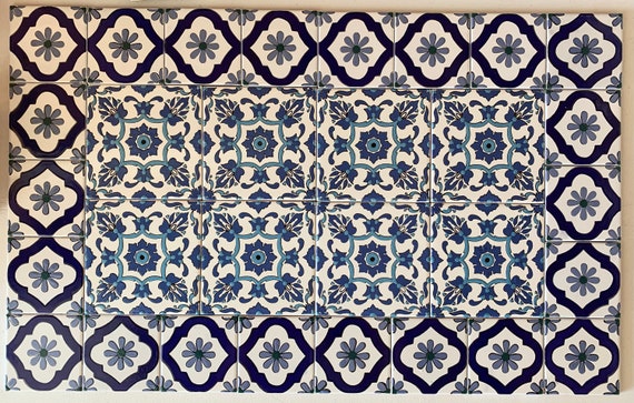 Hand Painted Mediterranean Ceramic Mural Tiles 20x31.5 - Etsy