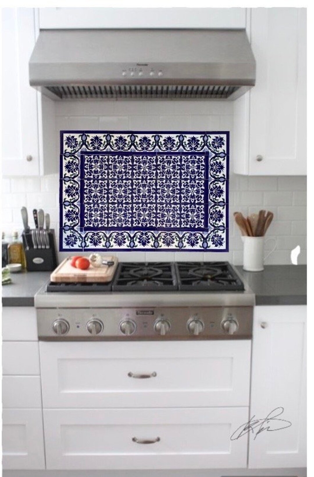 Hand Painted Mediterranean Backsplash Mural - Etsy