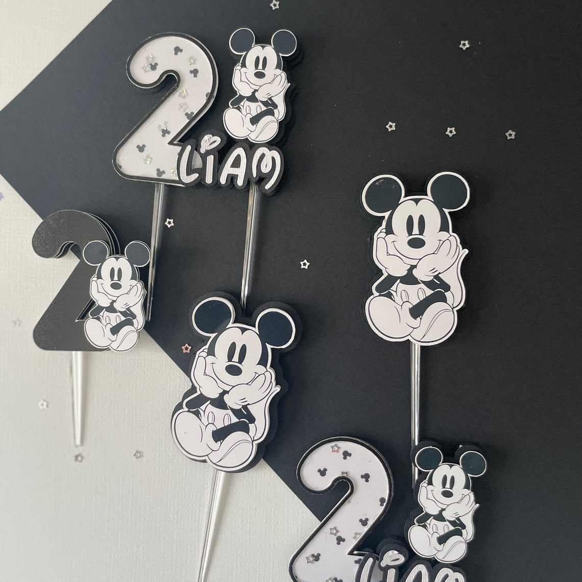 Black & White Mickey Mouse Topper ,personalized Cake Topper Mickey ...