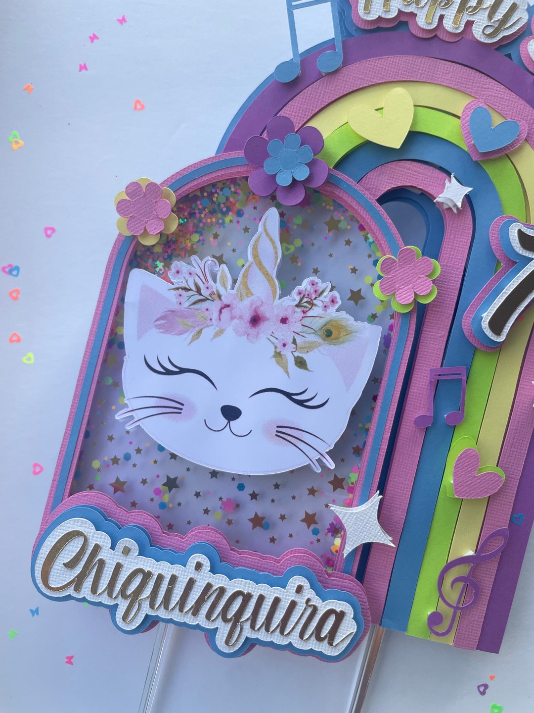 Caticorn Cake Topper , Unicorn Kitty Cat, Rainbow Cake Topper ,birthday ...