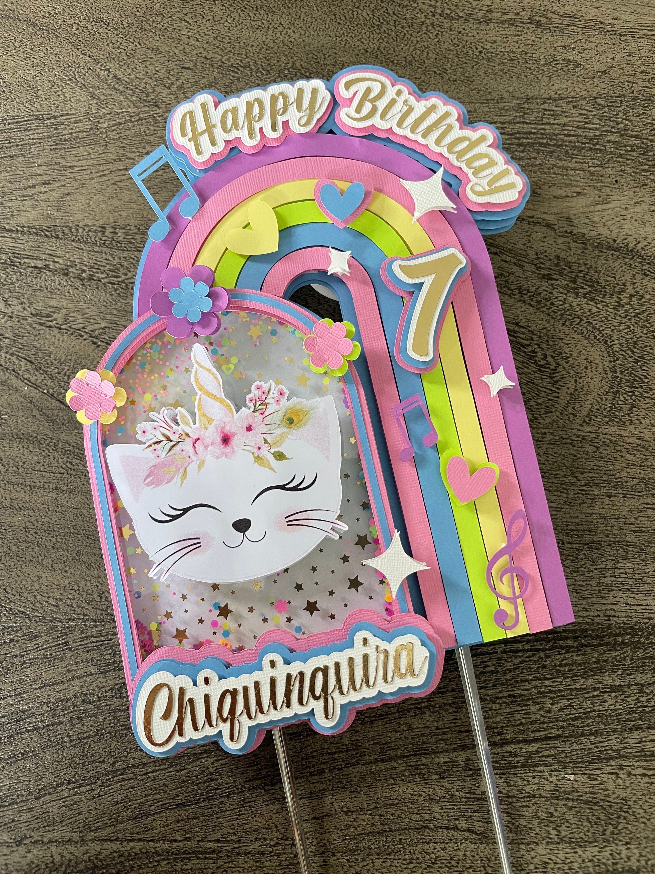Caticorn Cake Topper , Unicorn Kitty Cat, Rainbow Cake Topper ,birthday ...