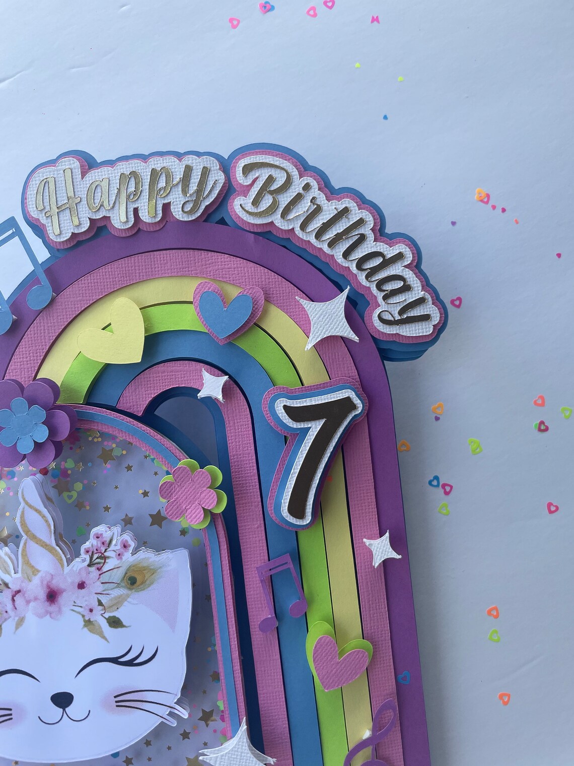 Caticorn Cake Topper , Unicorn Kitty Cat, Rainbow Cake Topper ,birthday ...