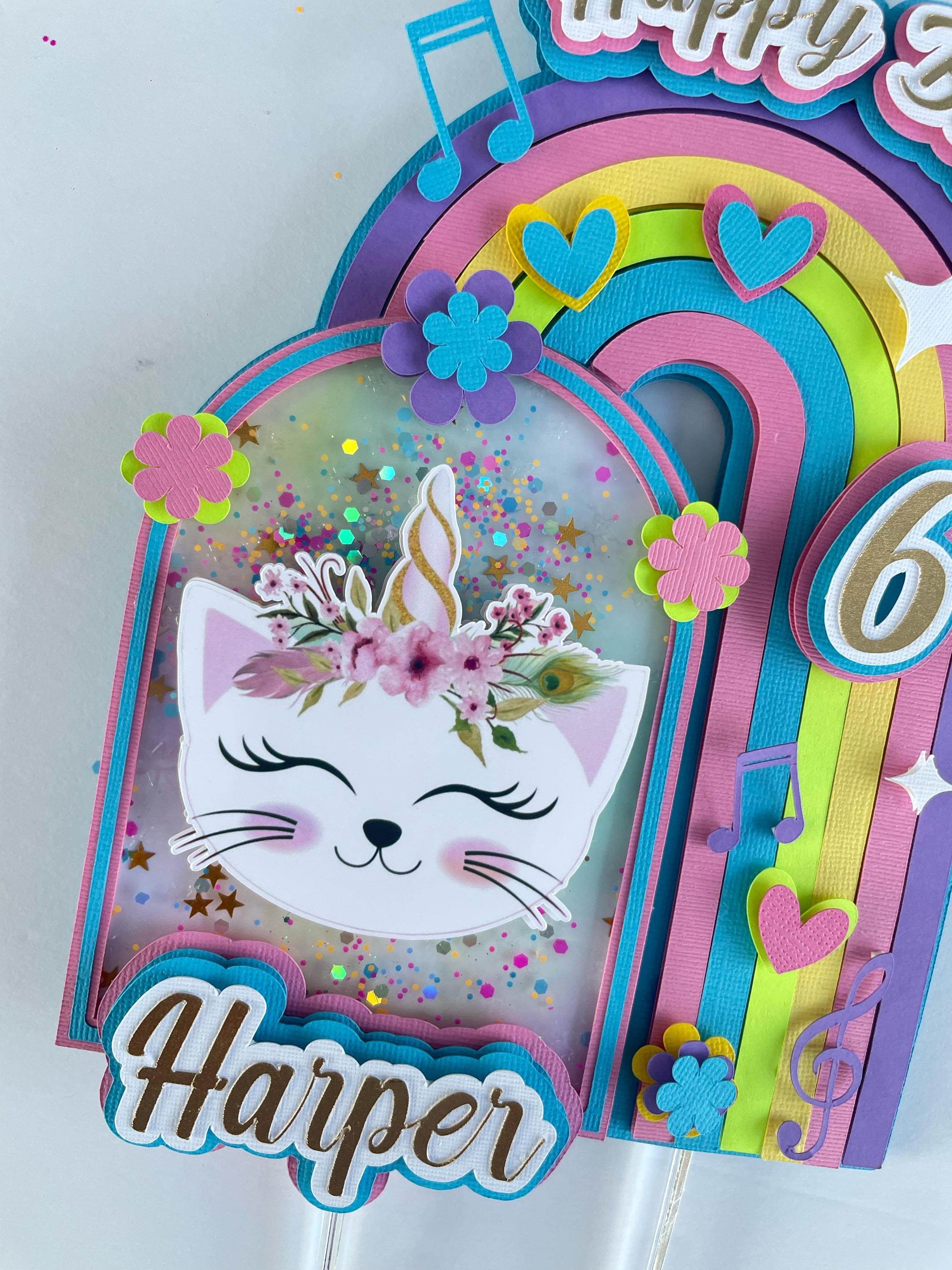 Caticorn Cake Topper , Unicorn Kitty Cat, Rainbow Cake Topper ,birthday ...