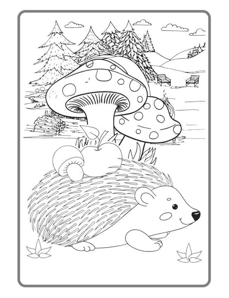 20 Enchanted Forest Hedgehog Printable Color Pages! - Etsy