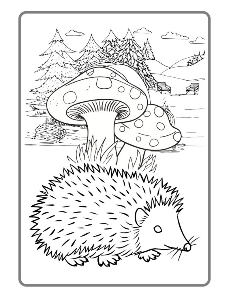 20 Enchanted Forest Hedgehog Printable Color Pages! - Etsy