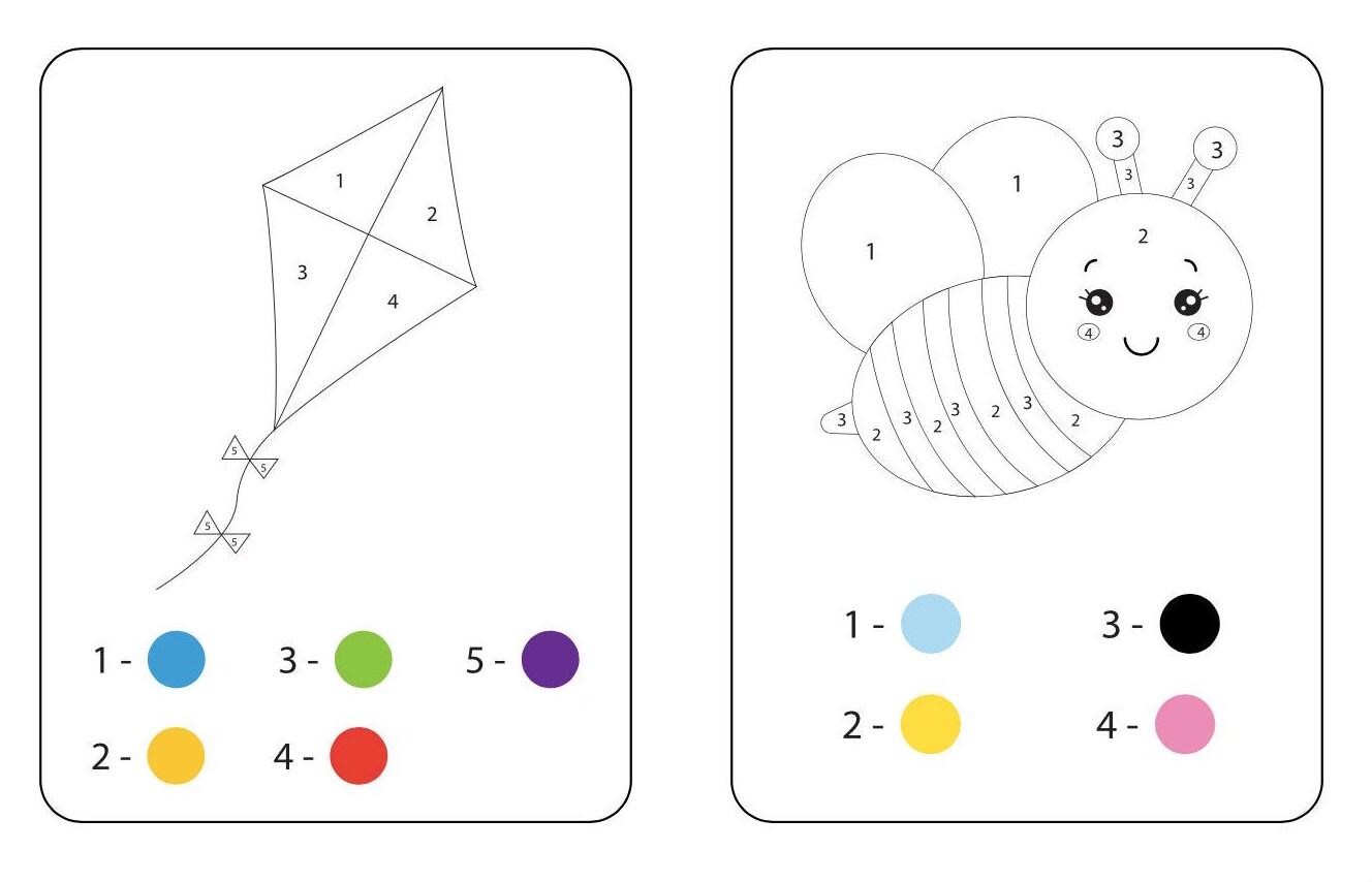 30 Color by Number Coloring Pages for Kids, 30 Printable Education ...