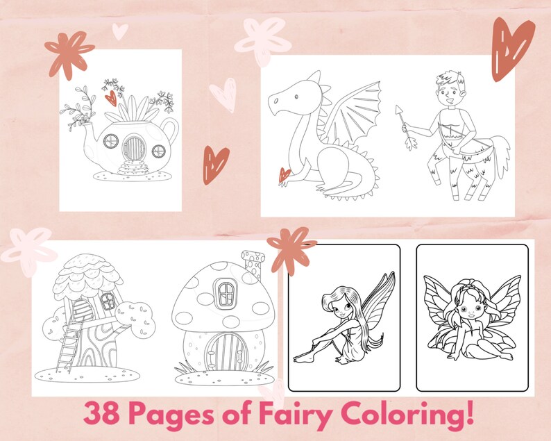 38 Fairy Coloring Book Pages for Kids, Printable Coloring Pages for ...