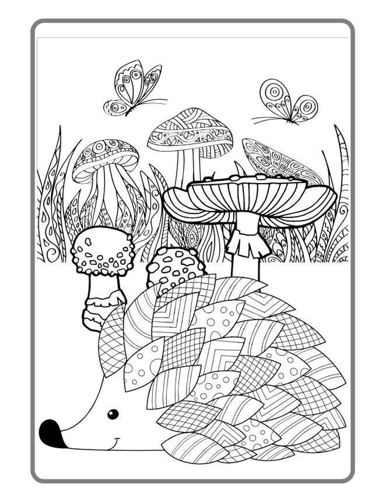 20 Enchanted Forest Hedgehog Printable Color Pages! - Etsy